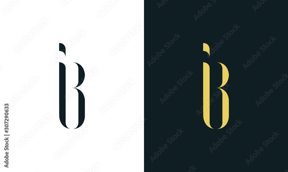 Abstract line art letter IB logo. This logo icon incorporate with two ...
