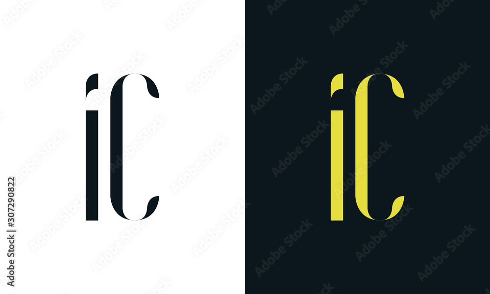 Abstract line art letter IC logo. This logo icon incorporate with two ...