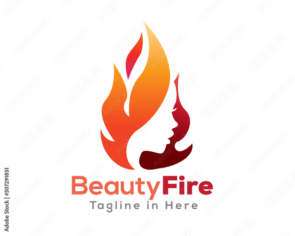 Beauty face fire logo design inspiration Stock Vector | Adobe Stock