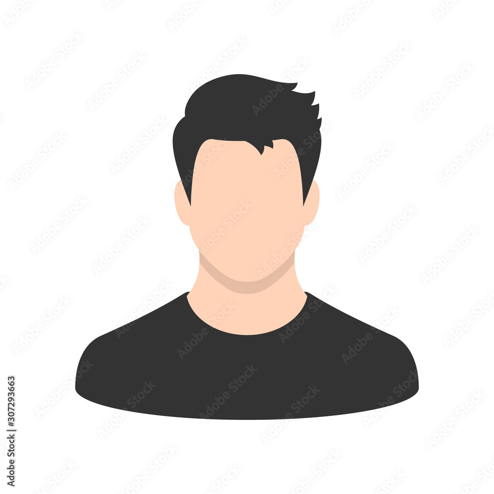 Portrait smart male profile symbol, flat cartoon style. Stock Vector ...