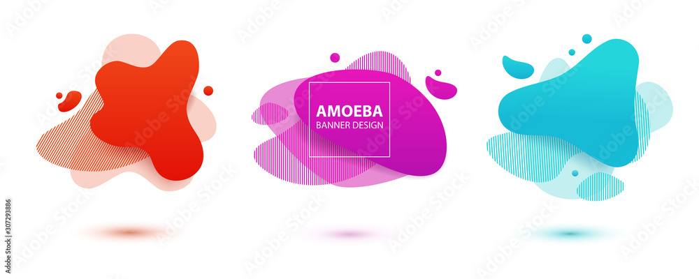 Amoeba liquid design. Dynamical colored forms of amoeba. Modern banner ...