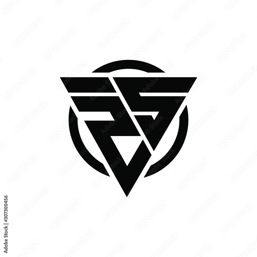 2S S2 ZS SZ Triangle Logo Circle Monogram Design Vector Super Hero ...