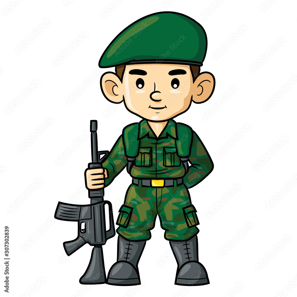 Soldier Cartoon. Stock Vector | Adobe Stock