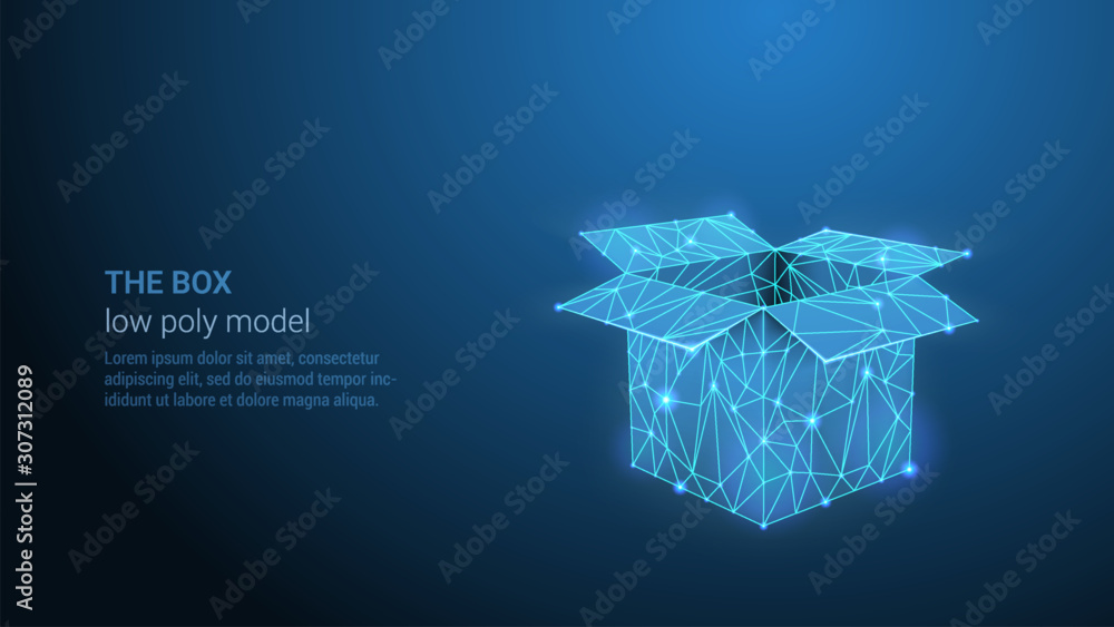 THE BOX - Abstract Low Poly Open Box in Trendy Style Design. Abstract ...