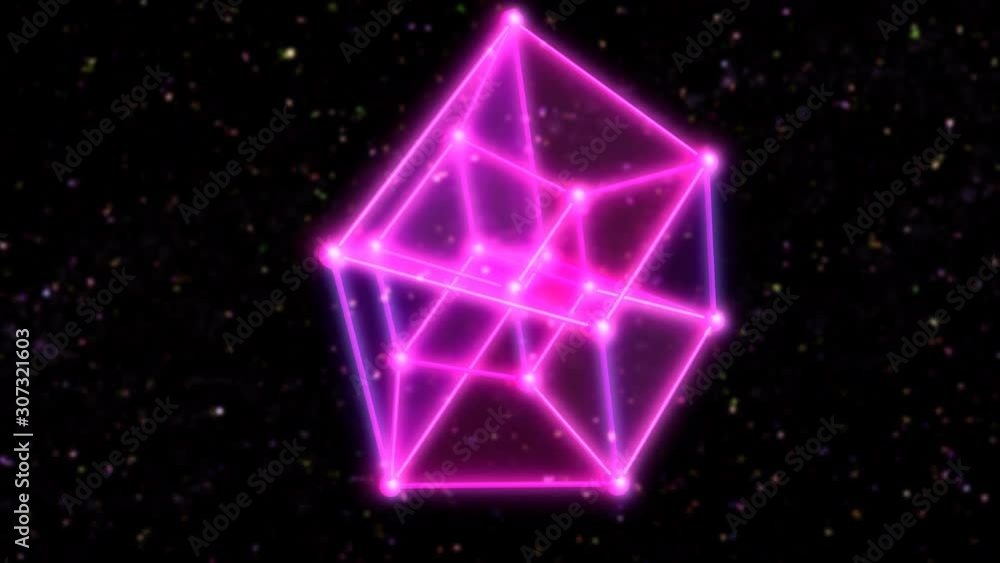 4 Dimensional Hypercube Tesseract Rotating in Outer Space and Stars ...