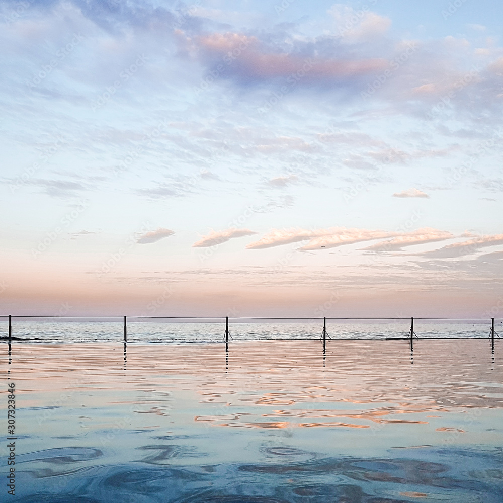 Blue Beach Sunset Wallpaper