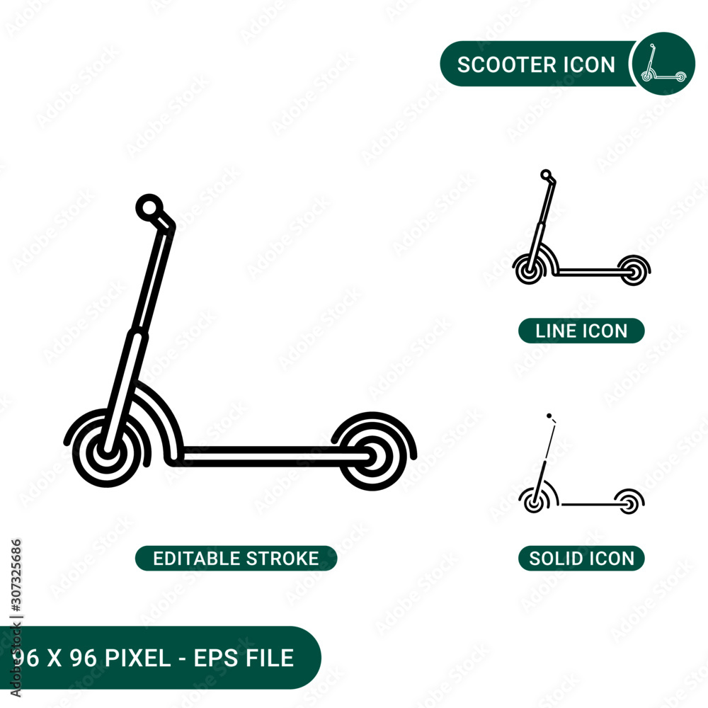 Scooter icons set vector illustration with solid icon line style. Eco ...