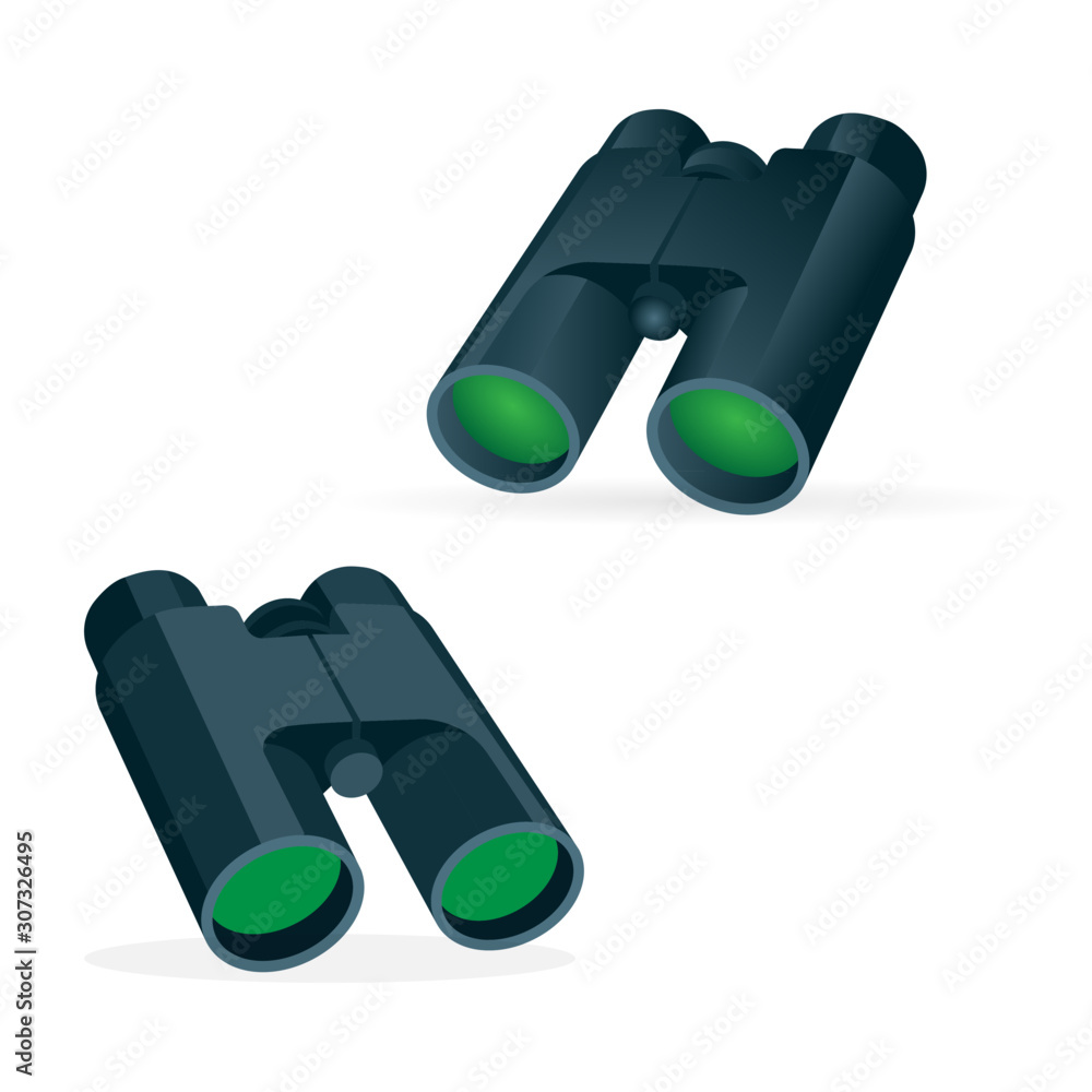 Binocular. Binocular flat and realistic vector illustrations. Part of ...