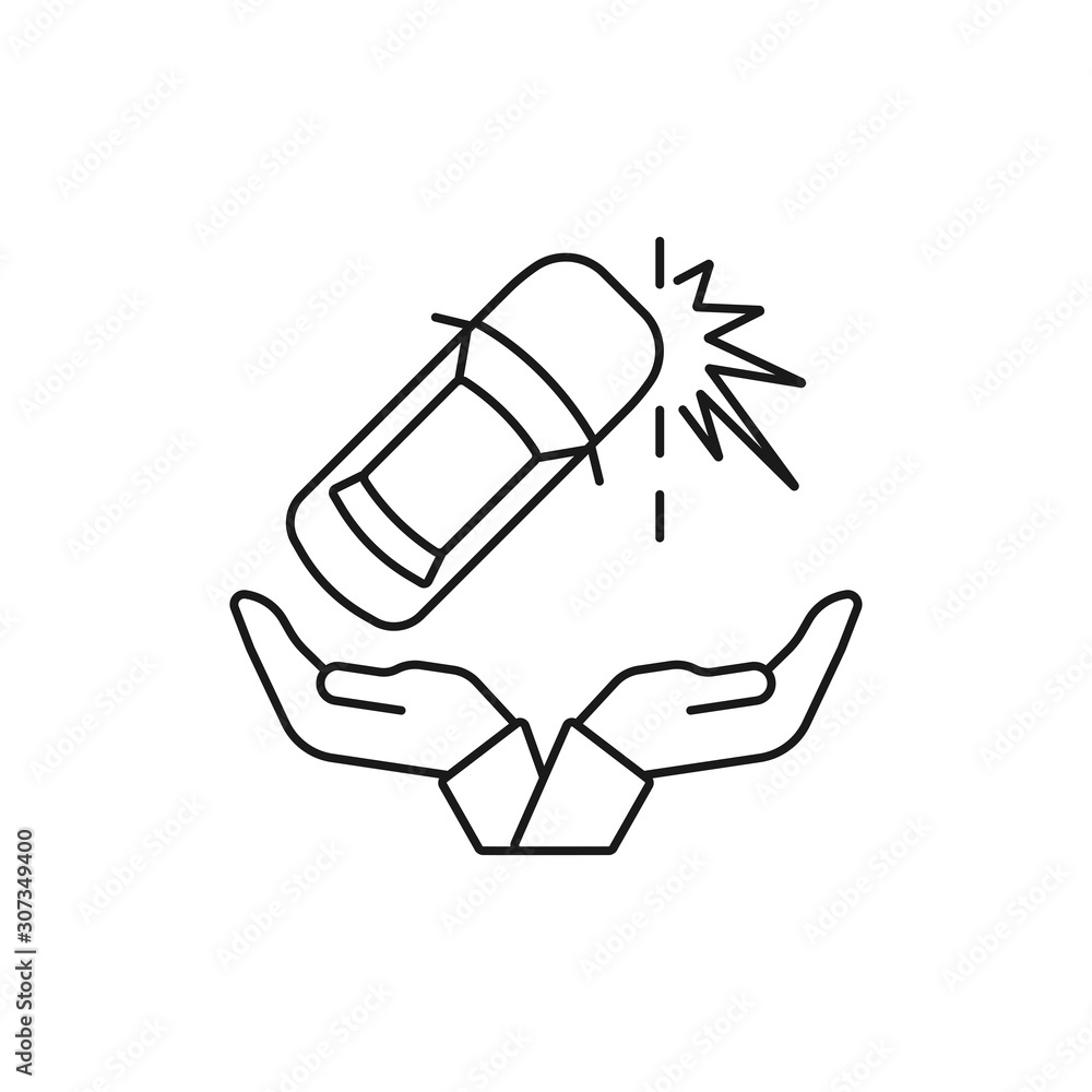 car accident risk insurance - minimal line web icon. simple vector ...
