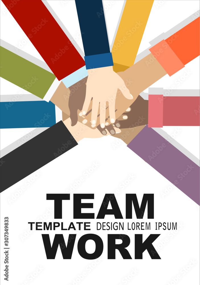 Young people putting their hands together. Friends with stack of hands ...