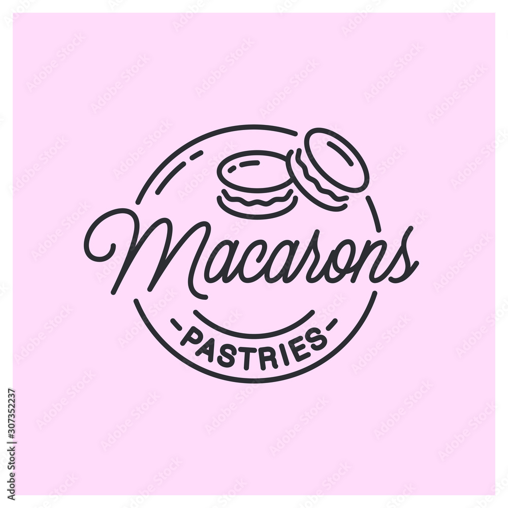 Macarons logo. Round linear logo of macarons Stock Vector | Adobe Stock