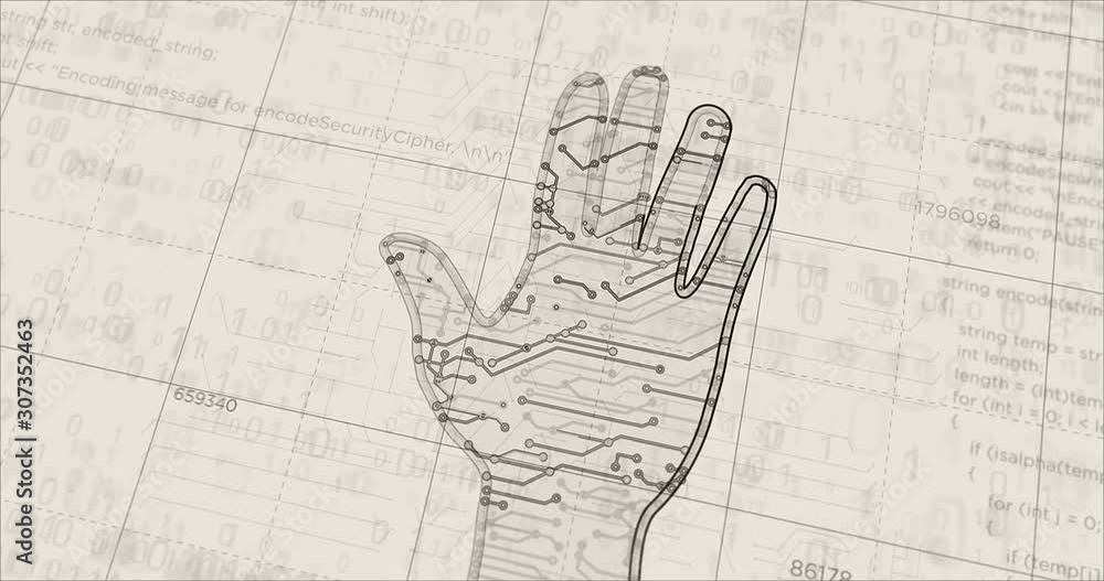Cyber hand project creating. Abstract concept of advanced cybernetic ...