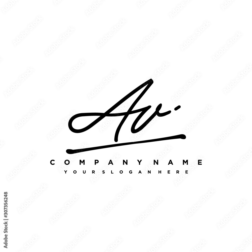 AV initials signature logo. Handwriting logo vector templates. Hand ...