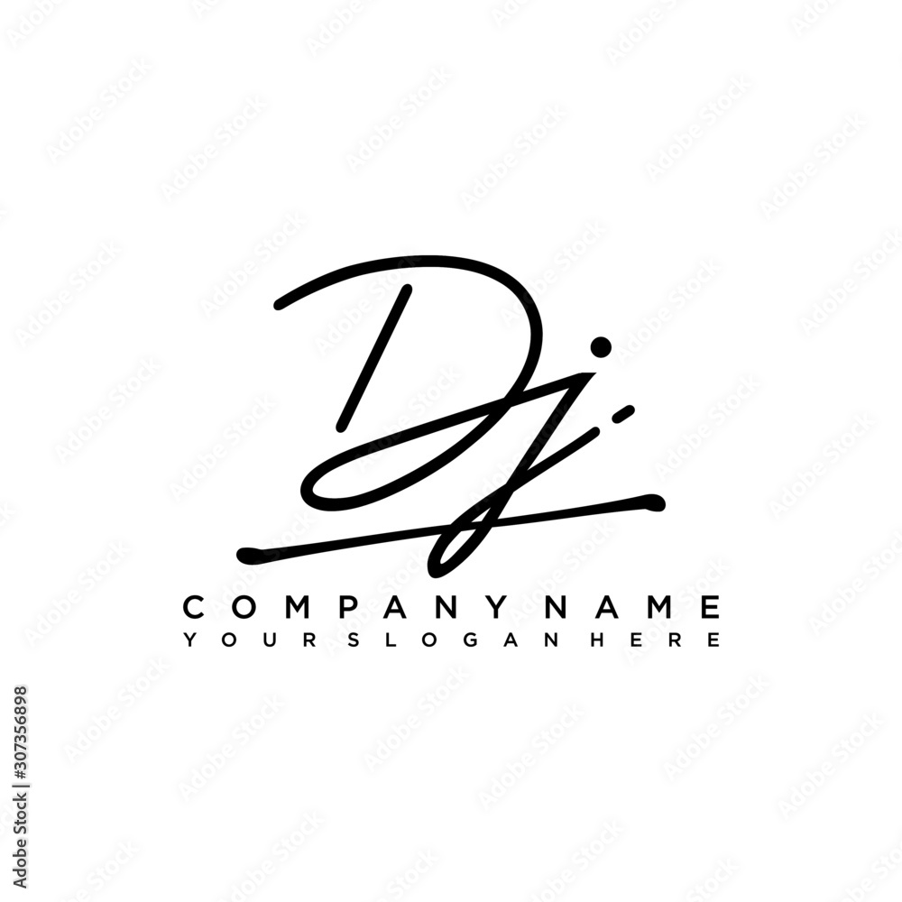 DJ Initials Signature Logo Handwriting Logo Vector Templates Hand Drawn Calligraphy Lettering 
