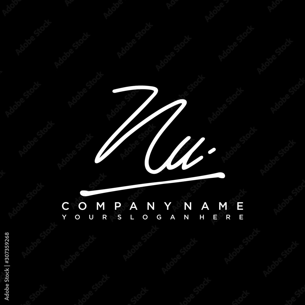 NU initials signature logo. Handwriting logo vector templates. Hand ...