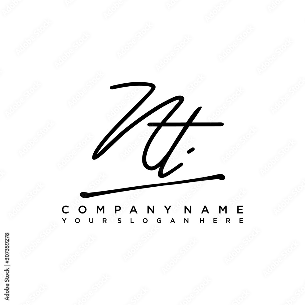 NT initials signature logo. Handwriting logo vector templates. Hand ...