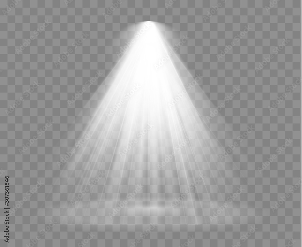 Spotlight isolated on transparent background. Vector sunlight with rays ...