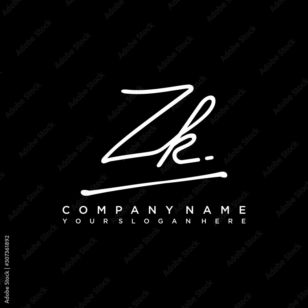 ZK initials signature logo. Handwriting logo vector templates. Hand ...