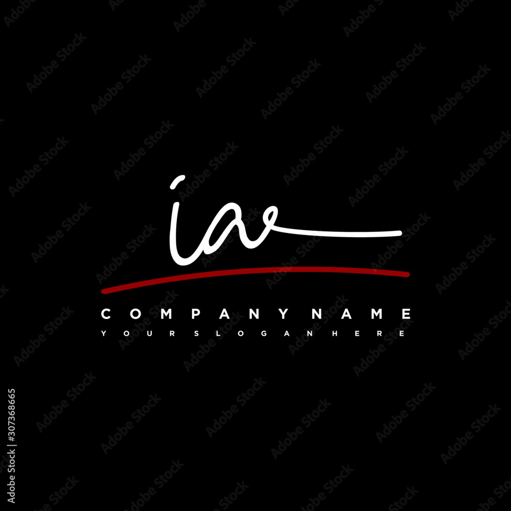 IA signature initials. Handwritten logo vector template with red ...