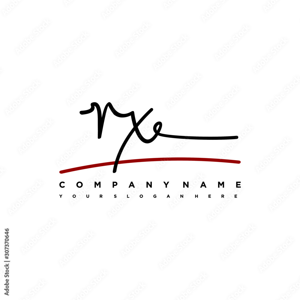 RX signature initials. Handwritten logo vector template with red ...