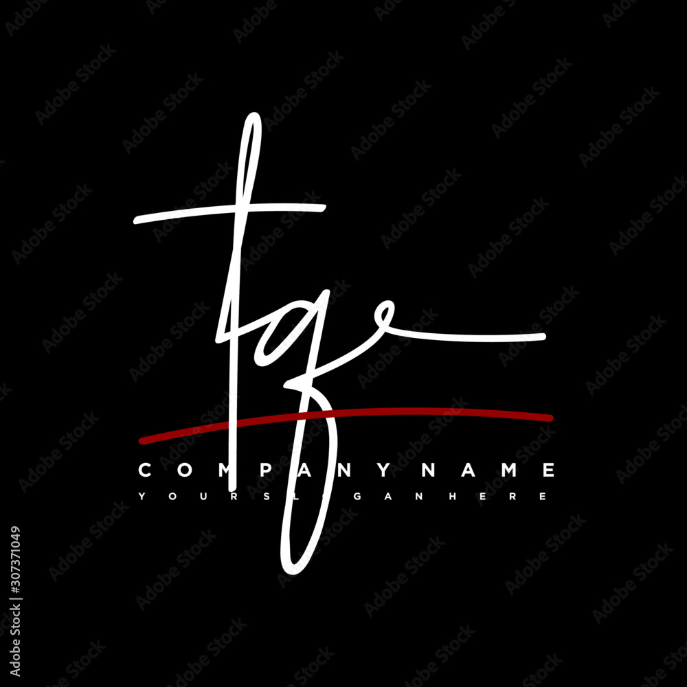 TT signature initials. Handwritten logo vector template with red ...