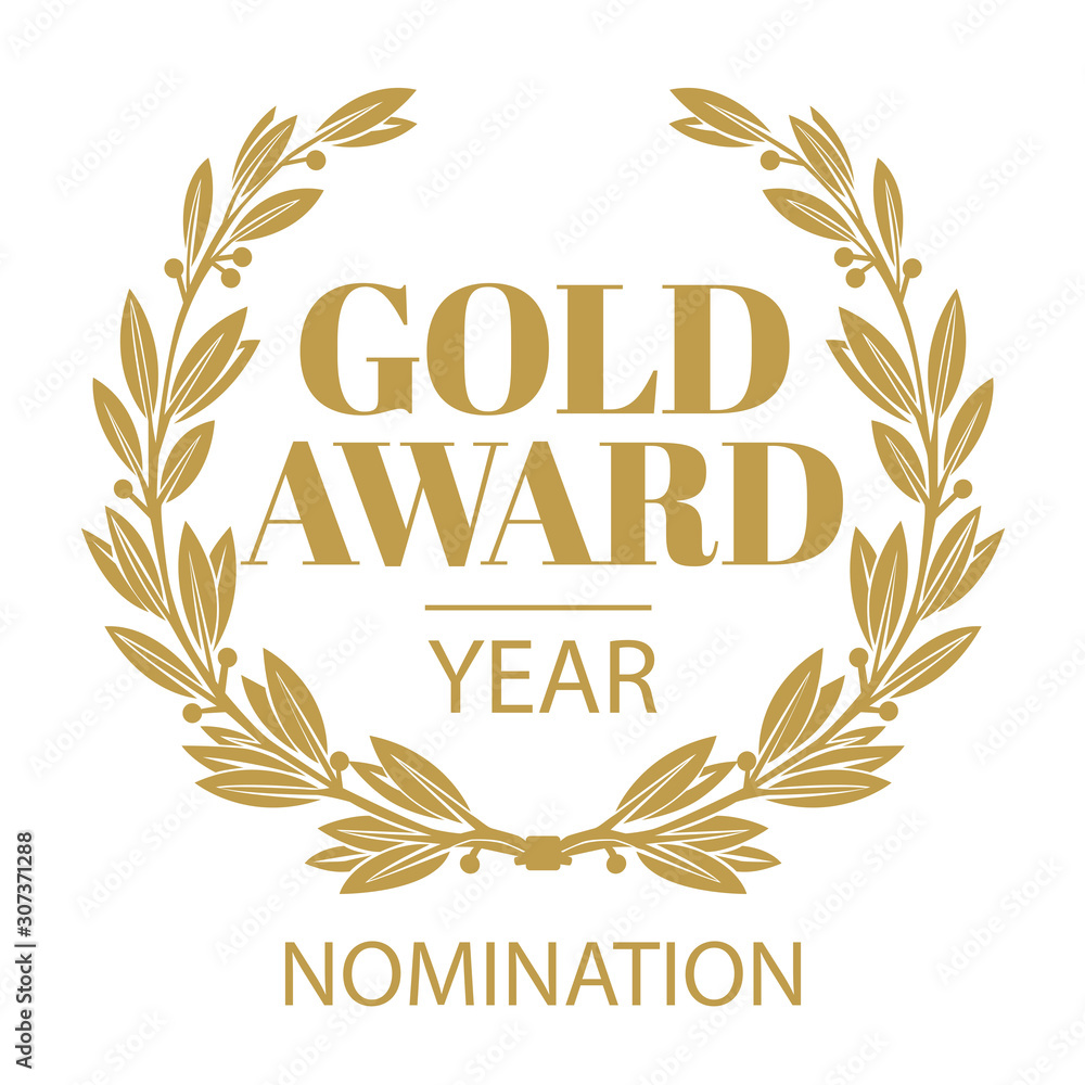 Detailed Gold Award Laurel Wreath Icon Stock Vector | Adobe Stock