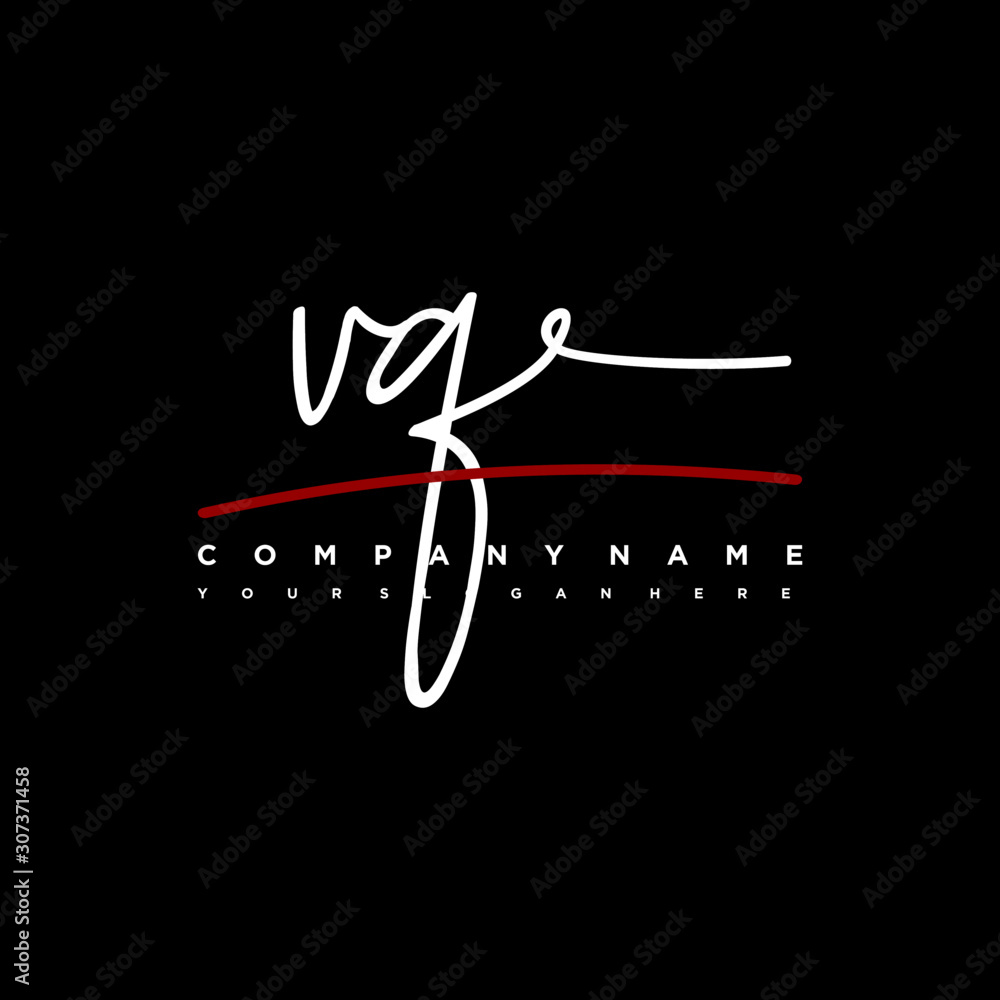 V signature initials. Handwritten logo vector template with red ...