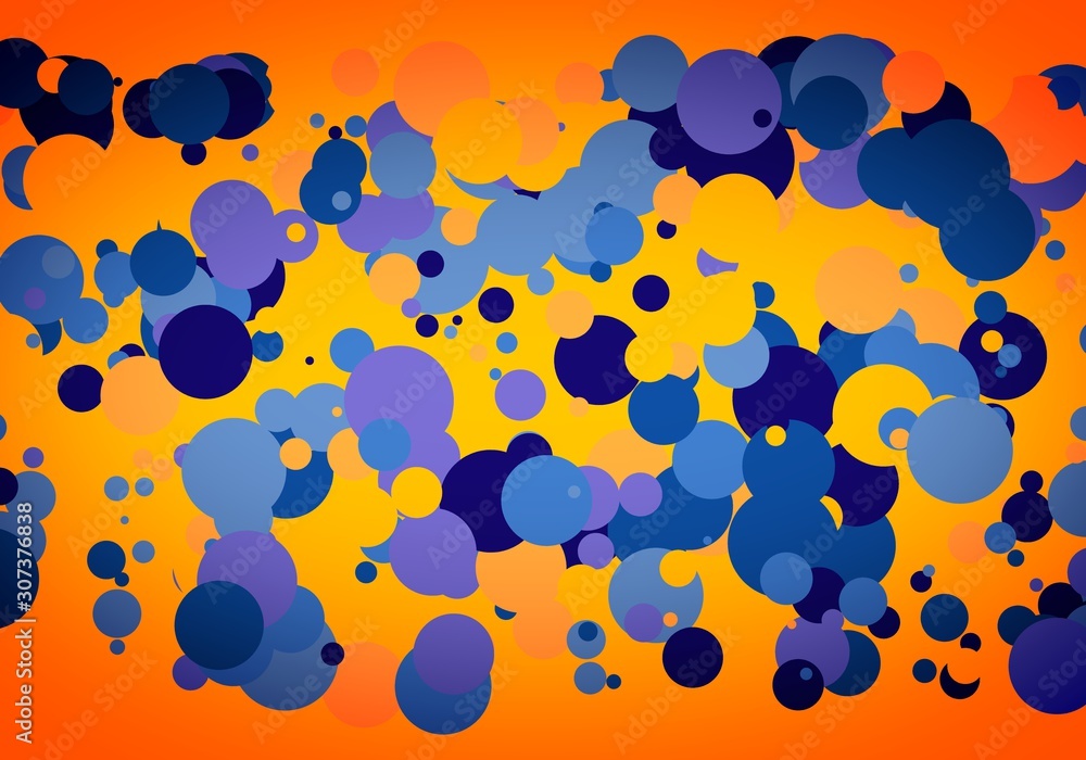 3d rendering. Background image. An array of colorful circle of the same ...
