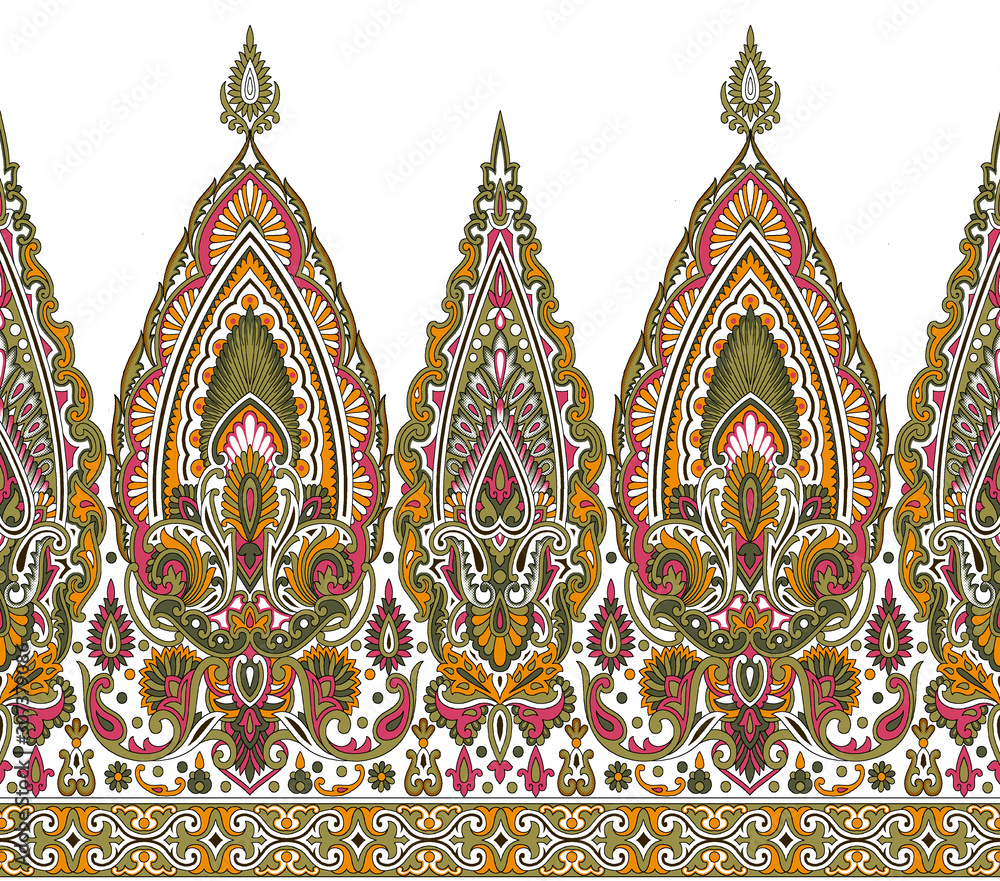Seamless border with traditional Asian design elements Stock ...