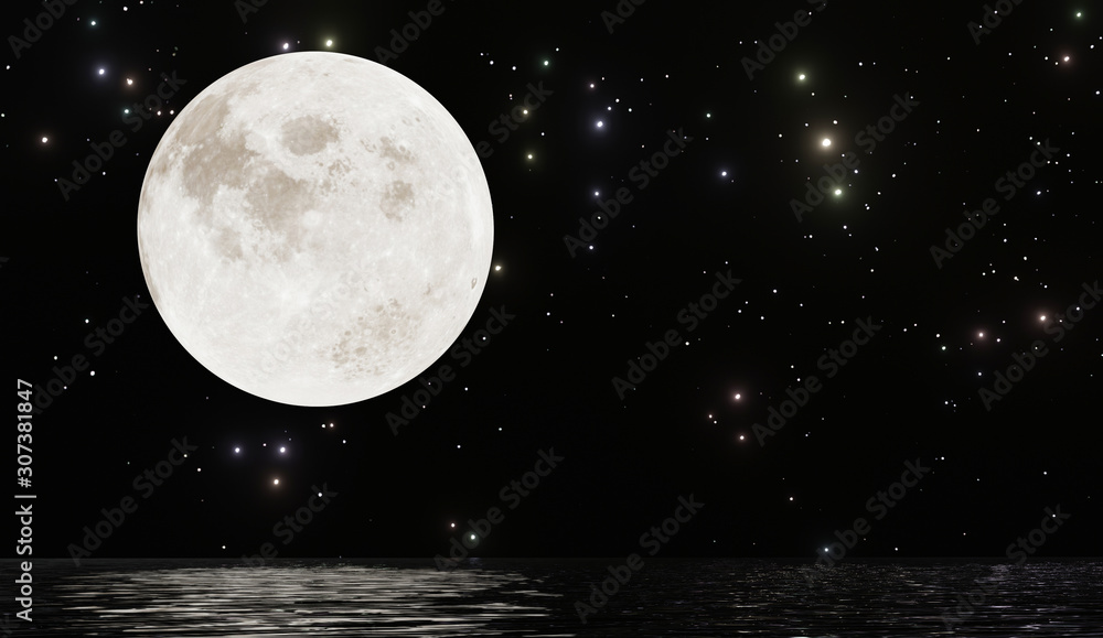 Full Moon Stars Water
