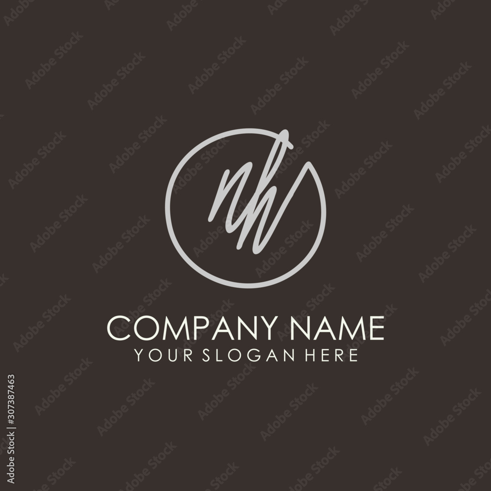 NH initials signature logo. Handwritten vector logo template connected ...