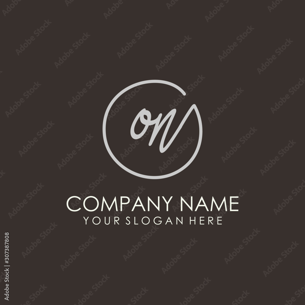 ON initials signature logo. Handwritten vector logo template connected ...