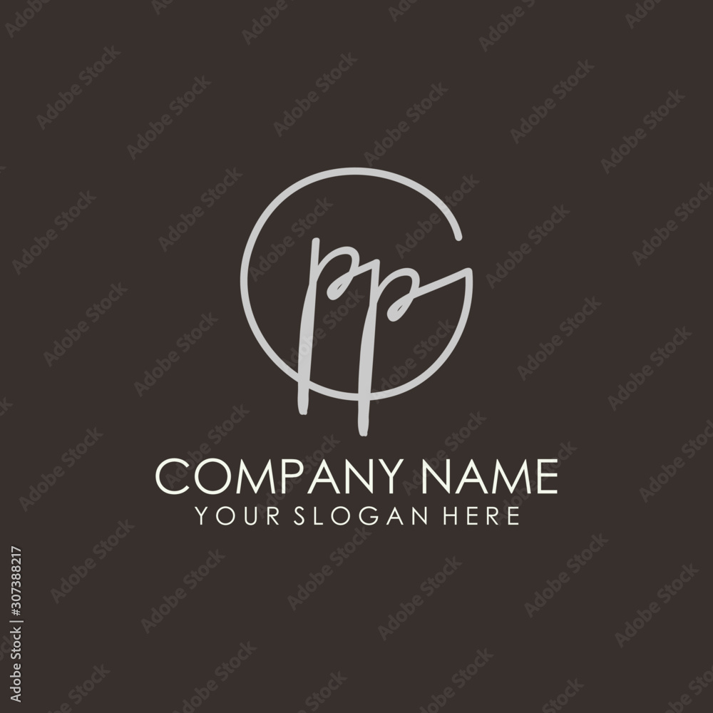 PP initials signature logo. Handwritten vector logo template connected ...