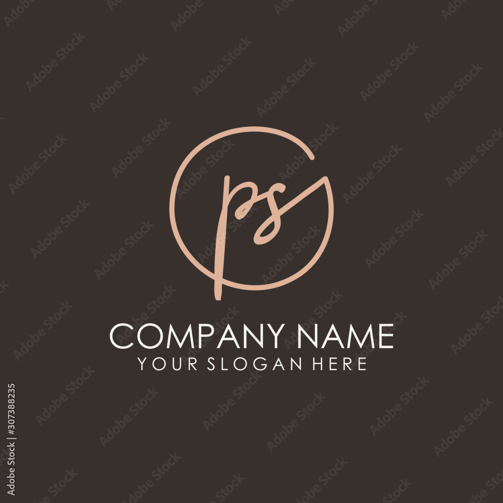 PS initials signature logo. Handwritten vector logo template connected ...