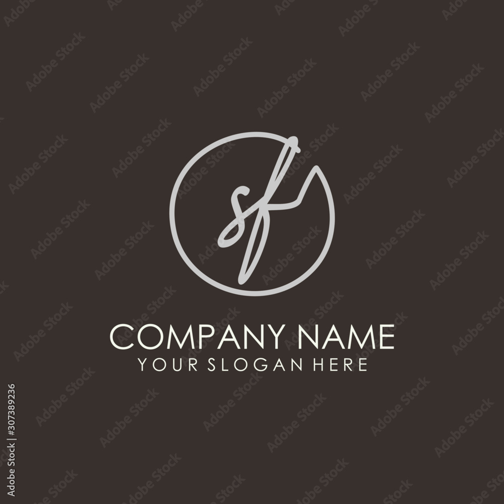 SF initials signature logo. Handwritten vector logo template connected ...