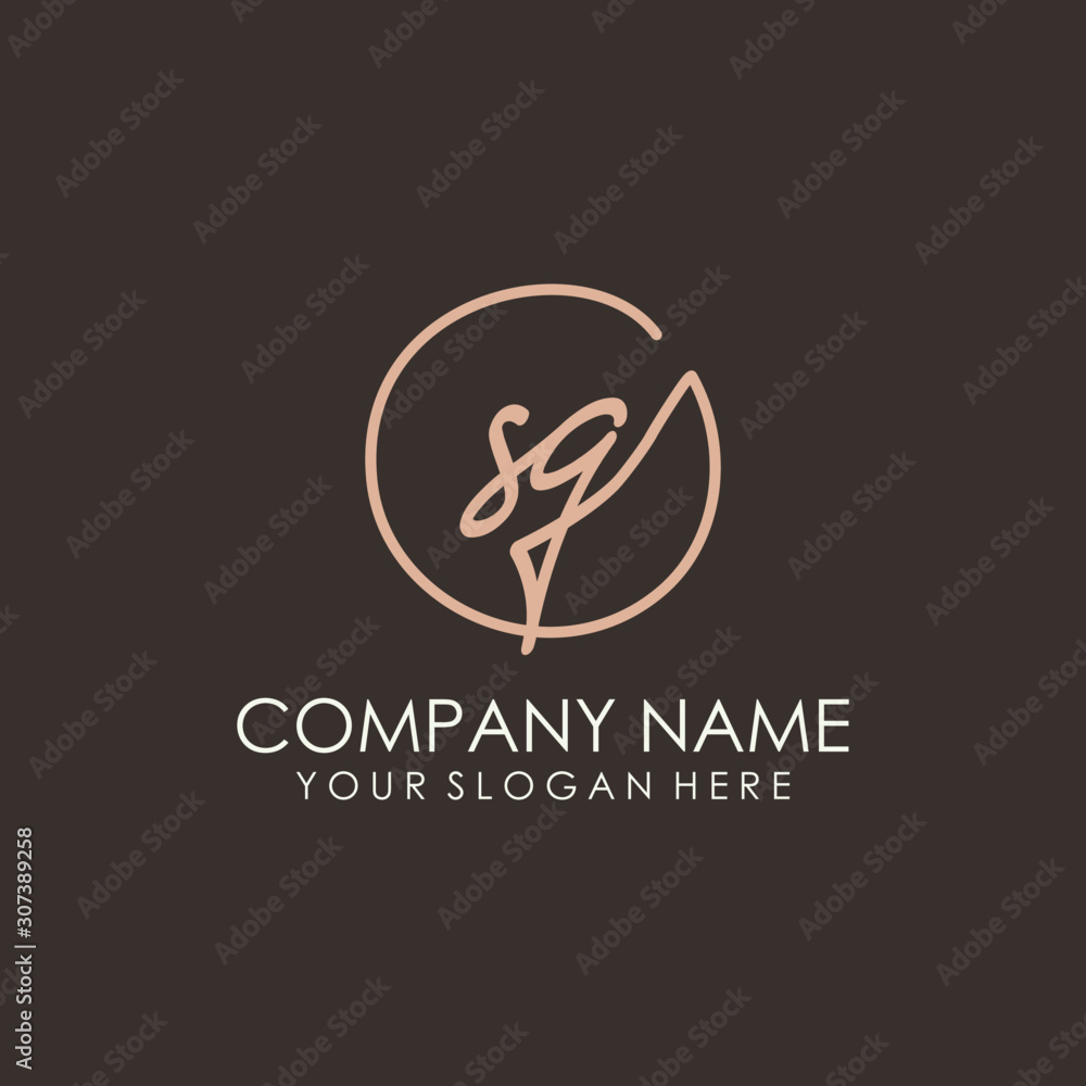SG initials signature logo. Handwritten vector logo template connected ...