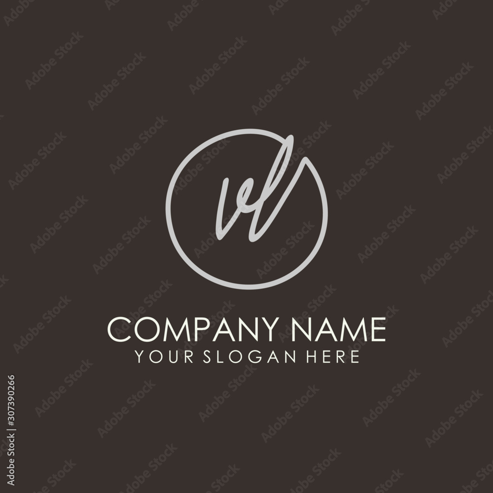 VL initials signature logo. Handwritten vector logo template connected ...