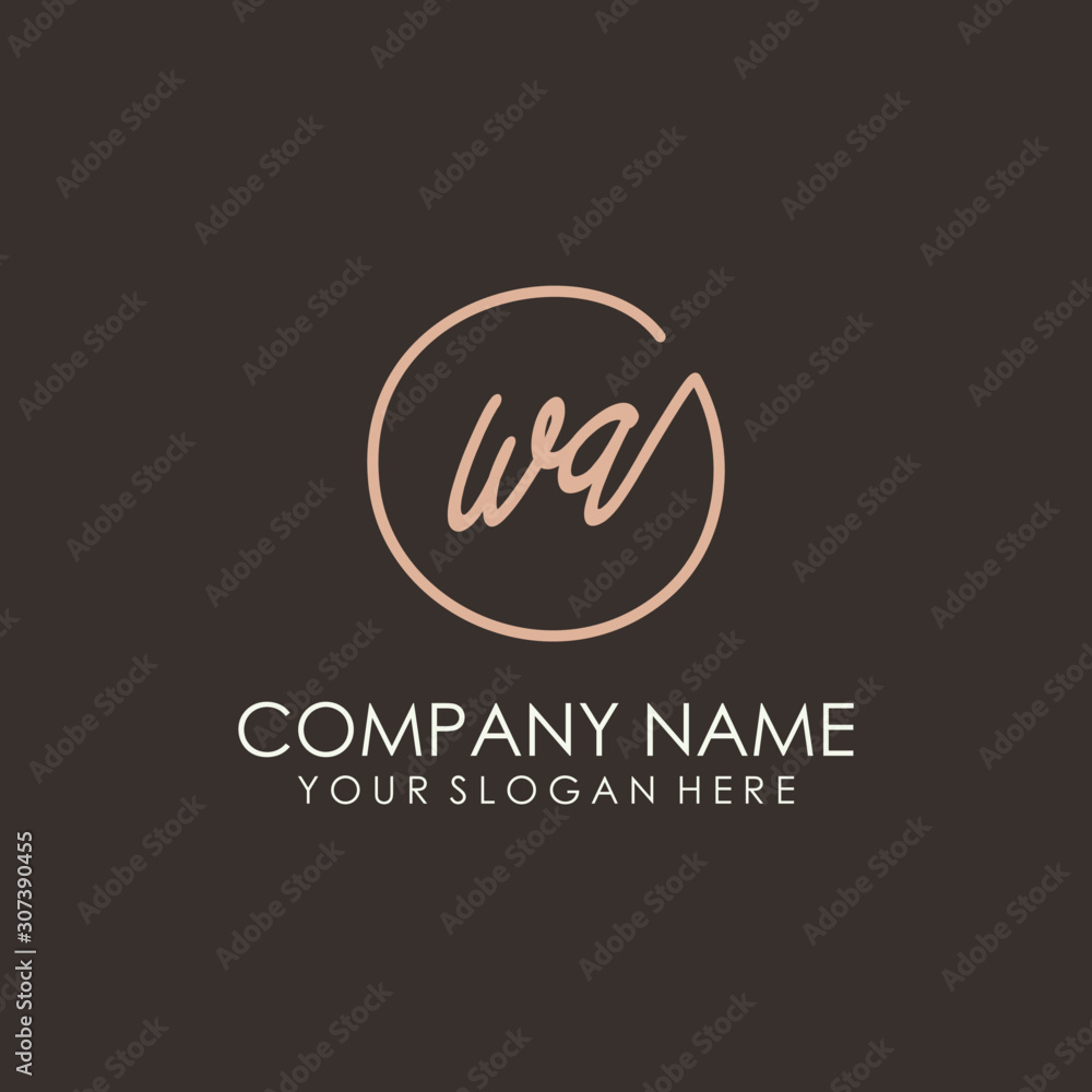 Vecteur Stock WA initials signature logo. Handwritten vector logo ...