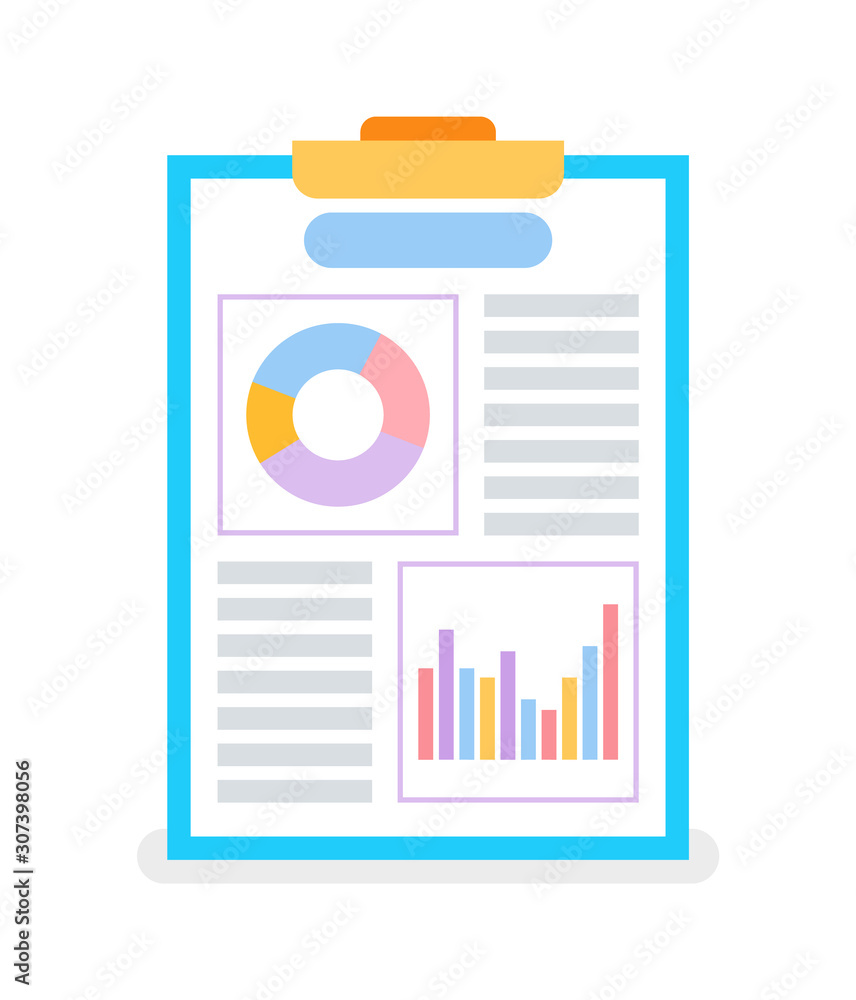 Page with diagrams and graphs on flip chart vector isolated. Credit ...