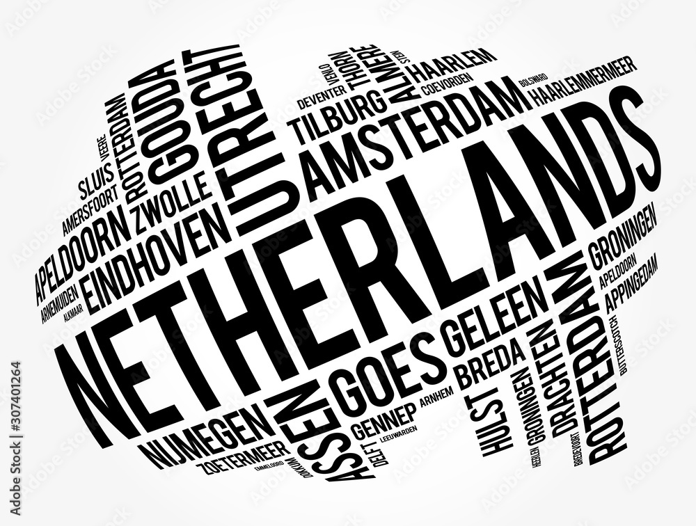 Vettoriale Stock List of cities and towns in Netherlands, word cloud ...