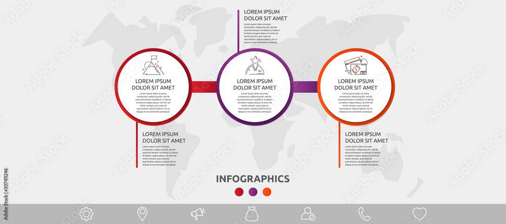 Vector template circle infographics. Business concept with 3 options ...