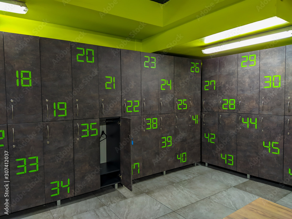 New Year resolution to go to the gym with a view of a modern locker ...