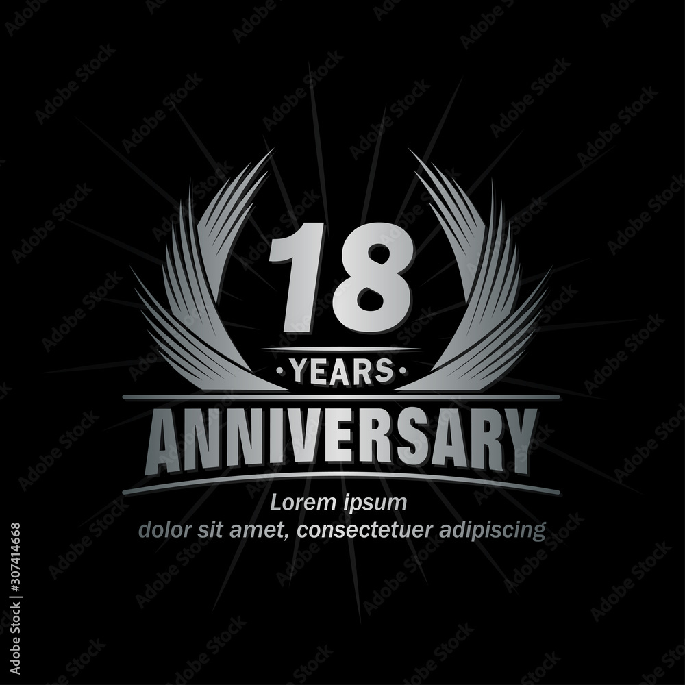 18 years logo design template. Anniversary vector and illustration template. vector de Stock ...