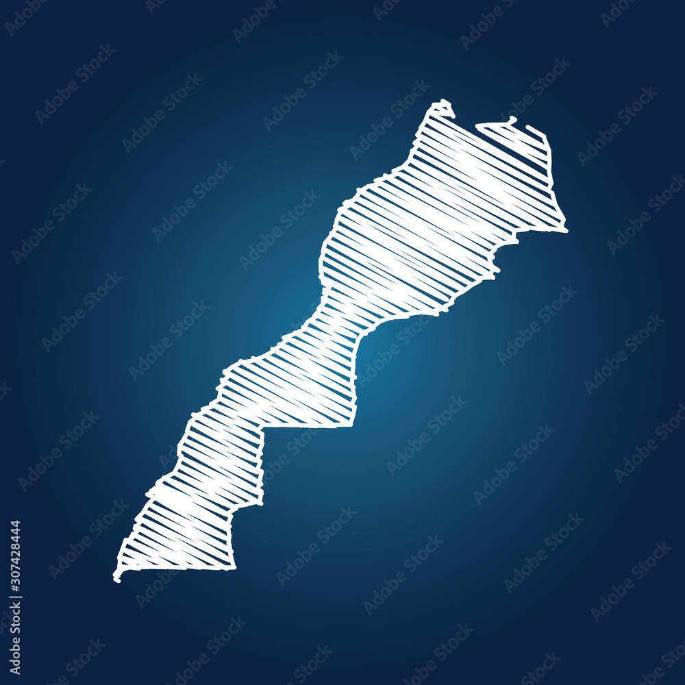 Map of Morocco, Drawing map on blackboard of Morocco. drawn on ...