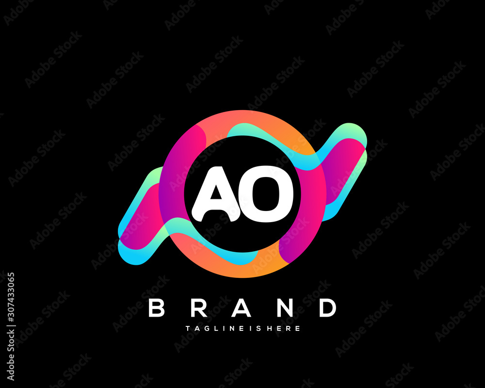AO initial logo With Colorful Circle template vector. Stock Vector ...