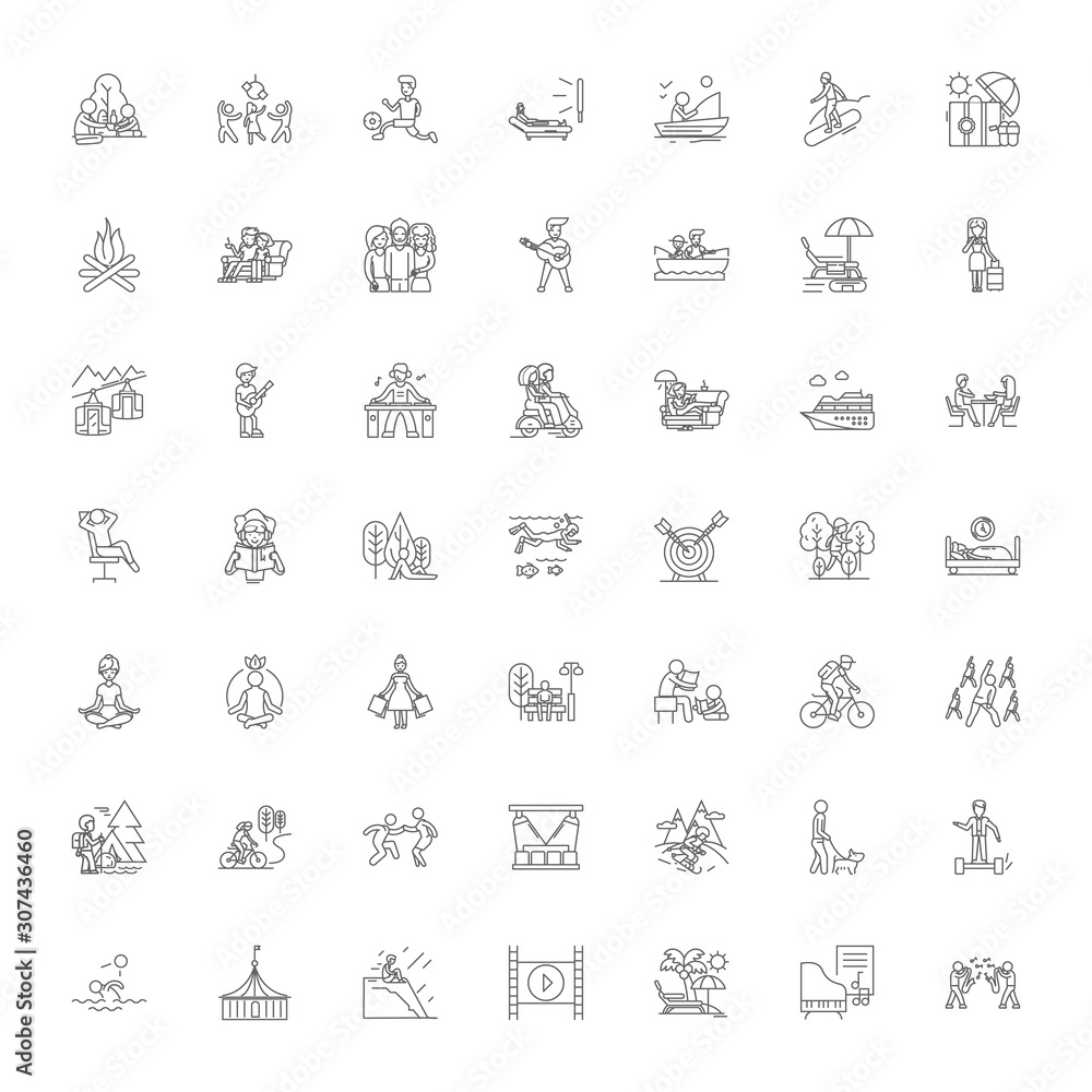 Free time line icons, signs, symbols vector, linear illustration set ...