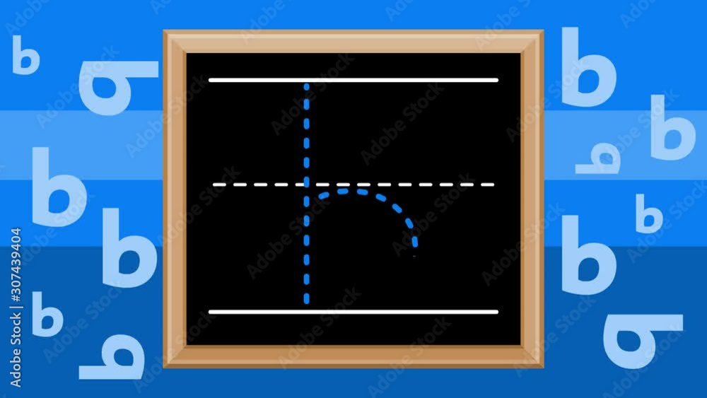 Animation of how to write the lower case alphabet letter 'b' with ...