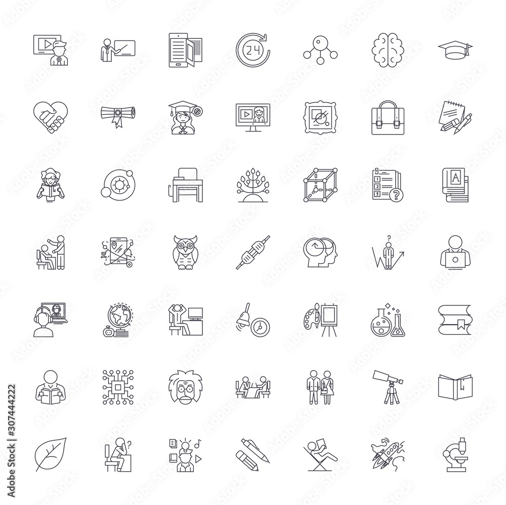 Education structure line icons, signs, symbols vector, linear ...