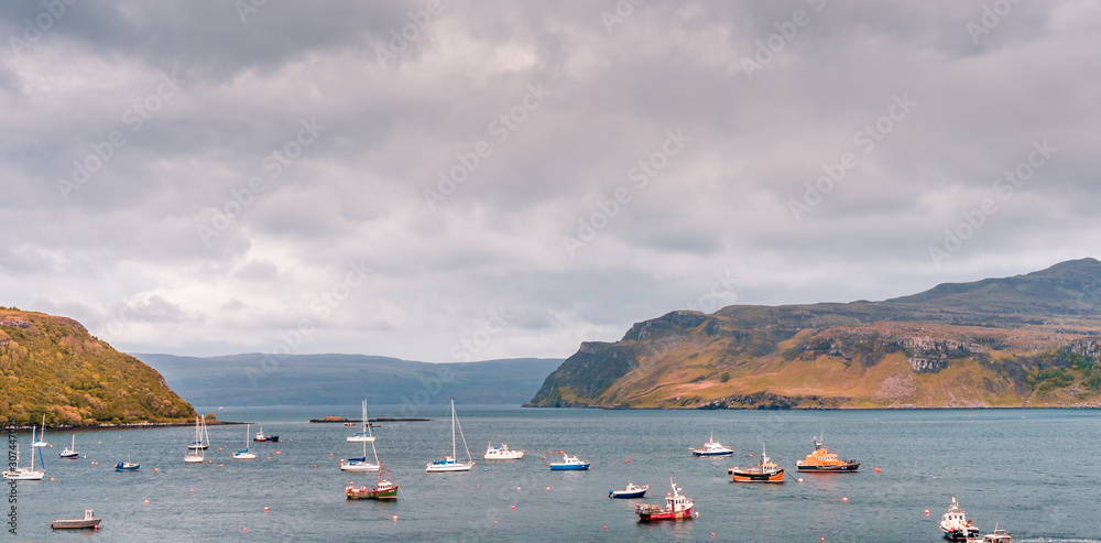Portree, Isle of Skye, Scotland - Harbor view with fishing boats and ...