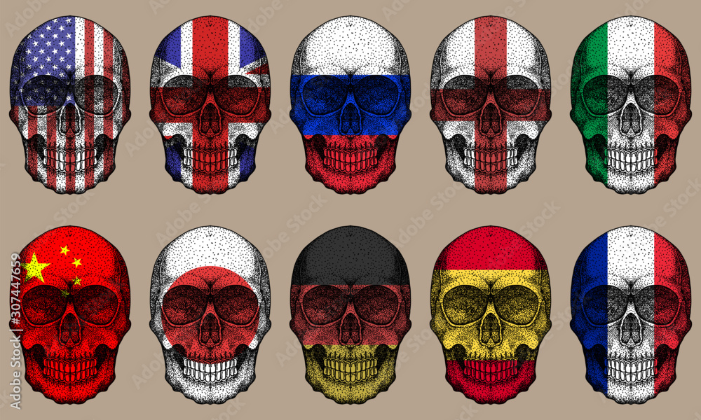 skull flags set vector illustration Stock Vector | Adobe Stock